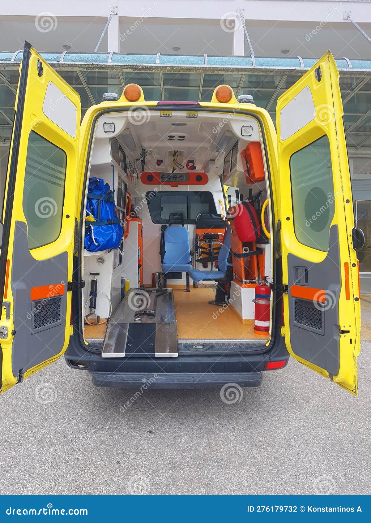 Ambulance Open Doors in Greek Hospital Stock Photo - Image of action ...