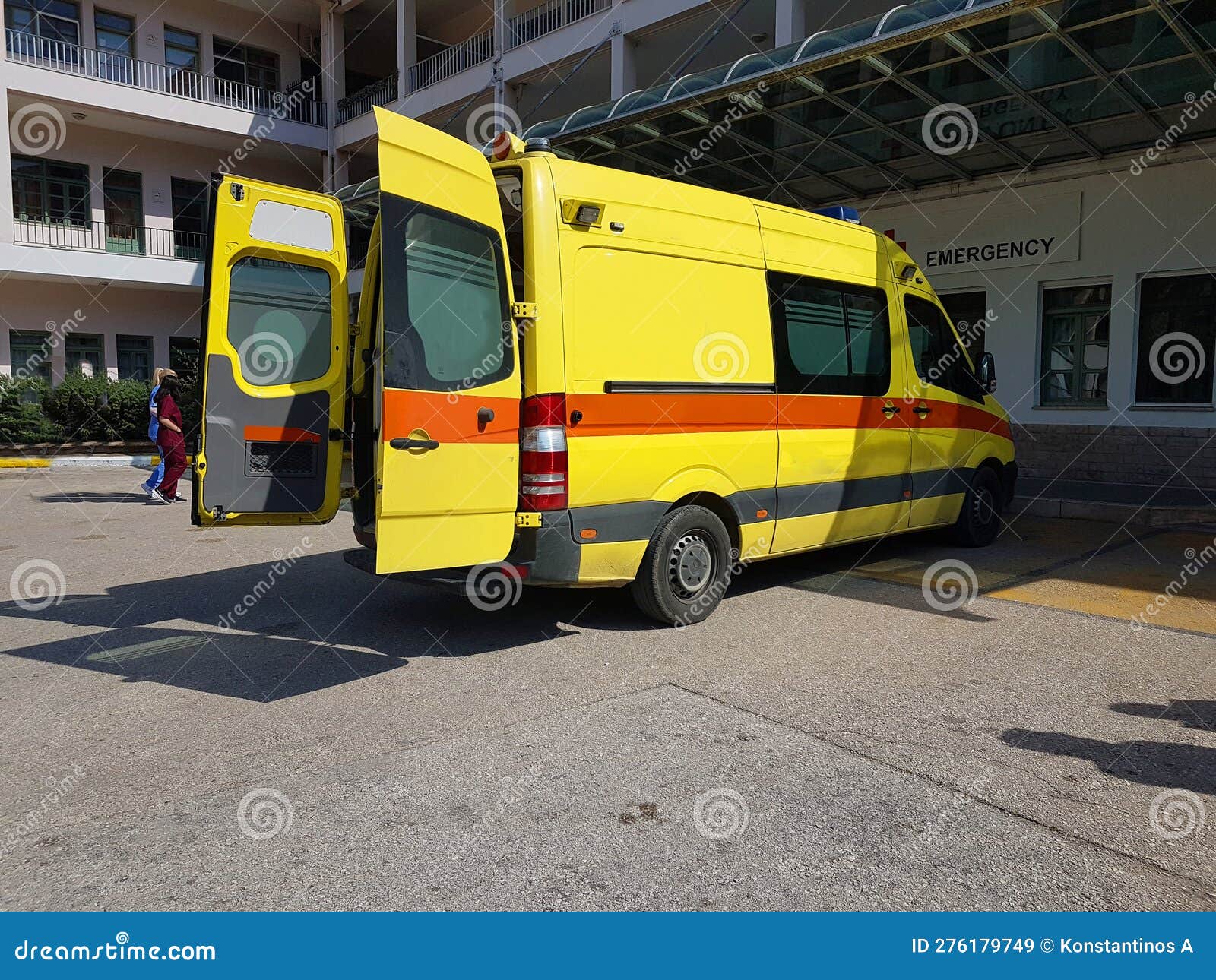 Ambulance Open Doors in Greek Hospital Stock Image - Image of service ...