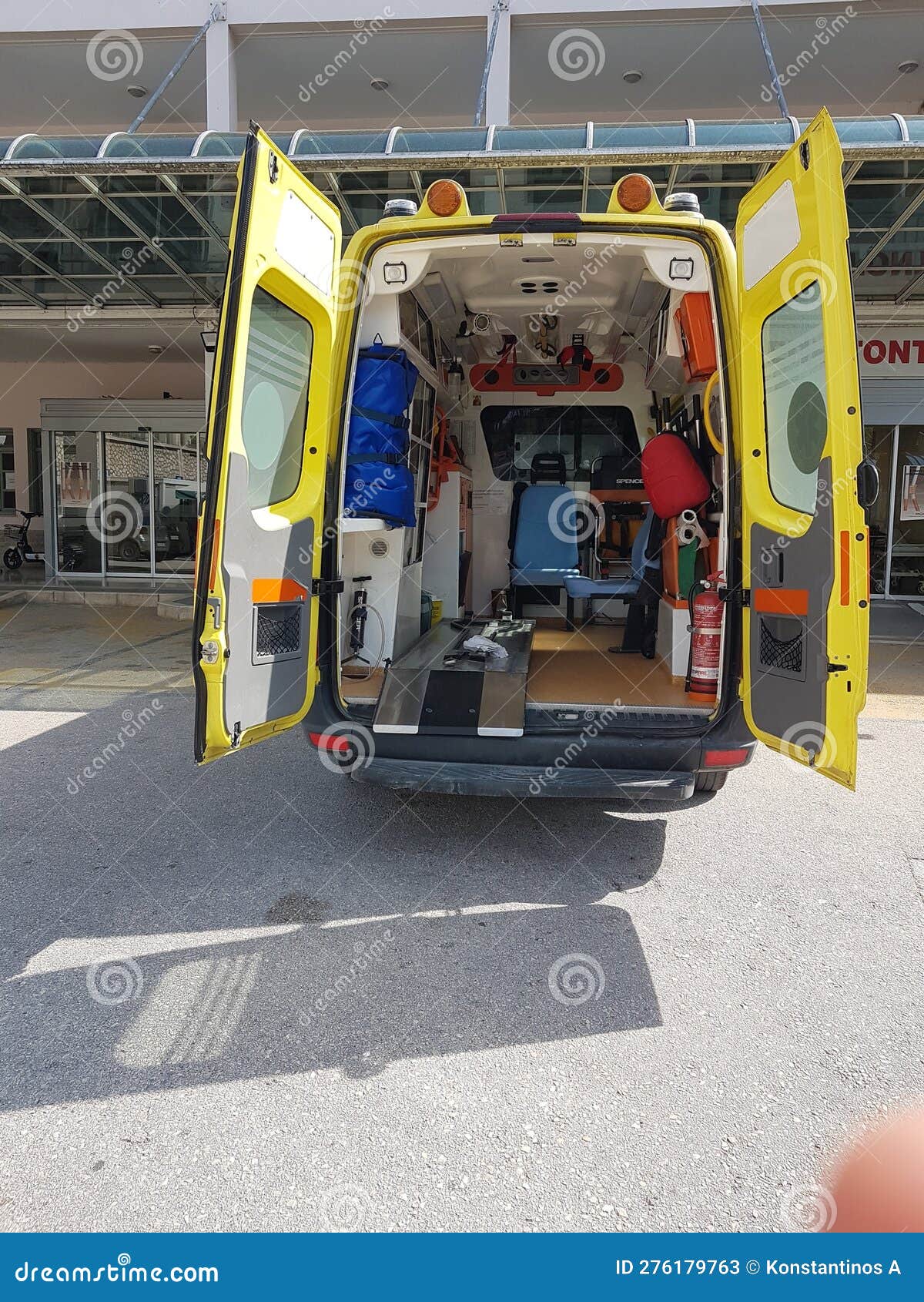 Ambulance Open Doors in Greek Hospital Stock Image - Image of greek ...