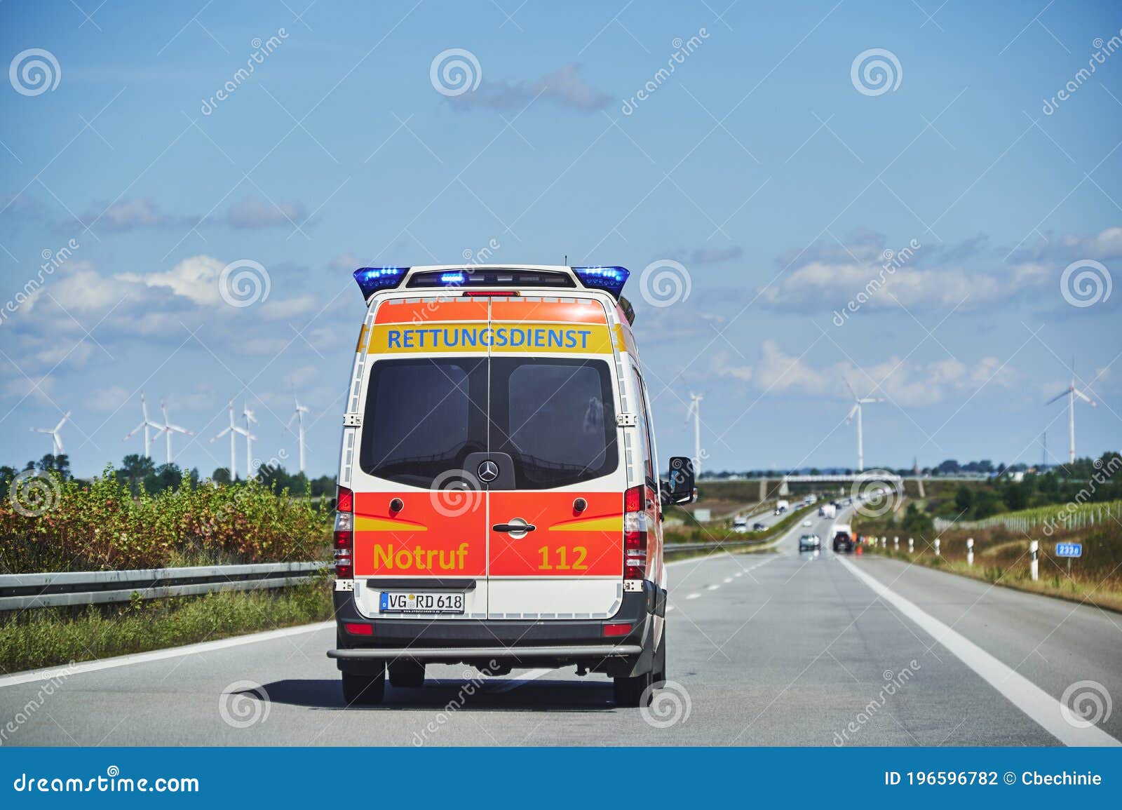 Ambulance during a Rescue Operation on a Motorway in Germany Editorial ...