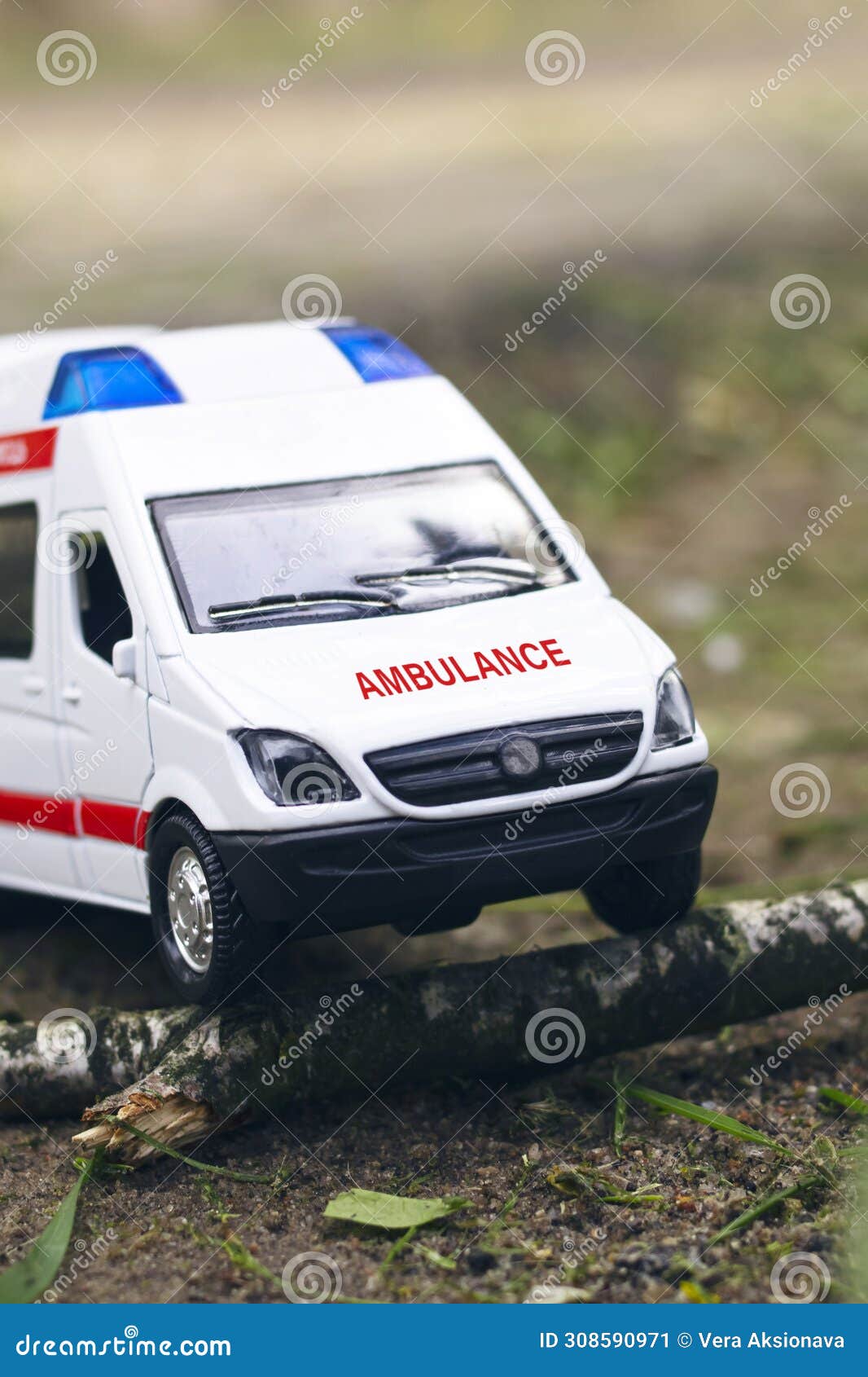 Ambulance Stuck in Front of a Fallen Tree Stock Image - Image of street ...