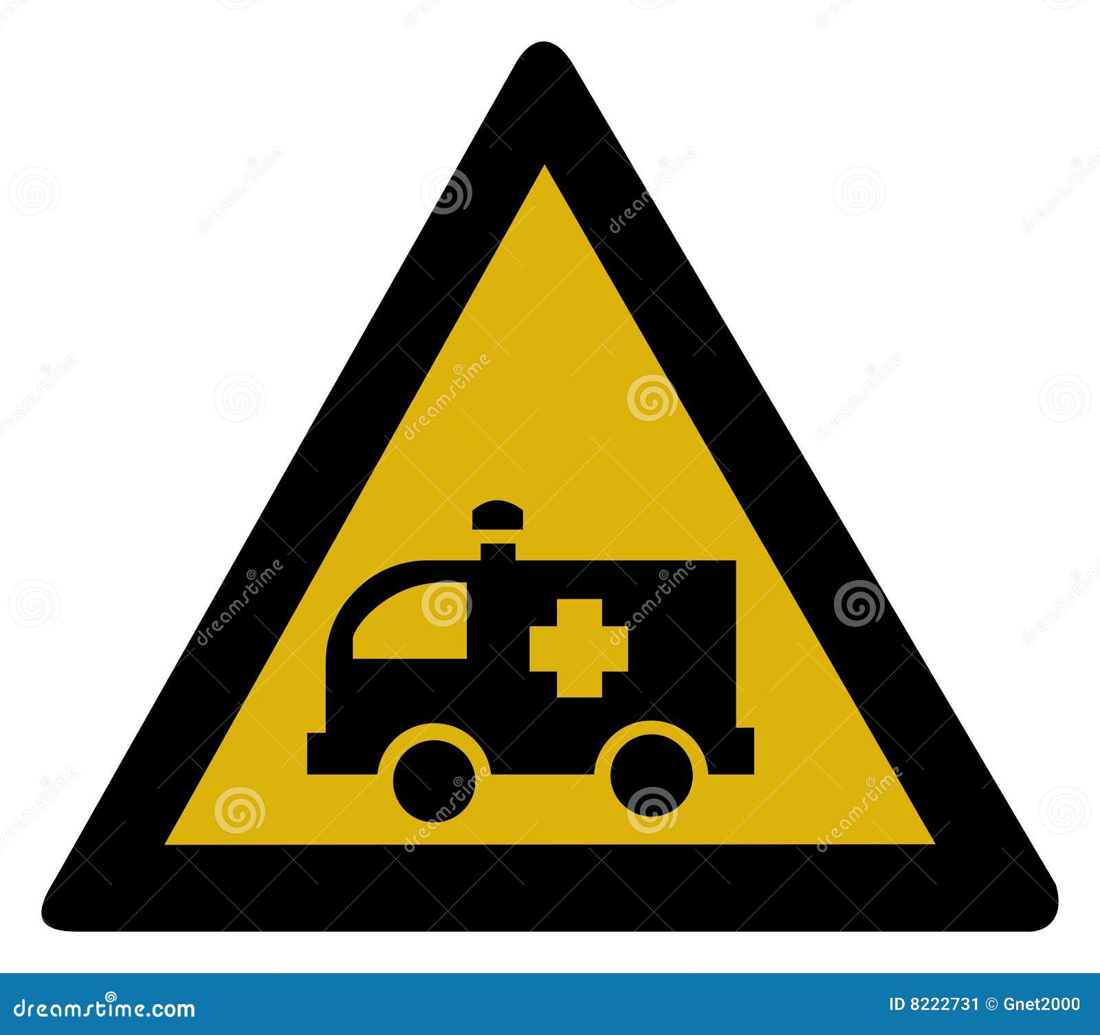 Ambulance warning sign stock vector. Illustration of placard - 8222731