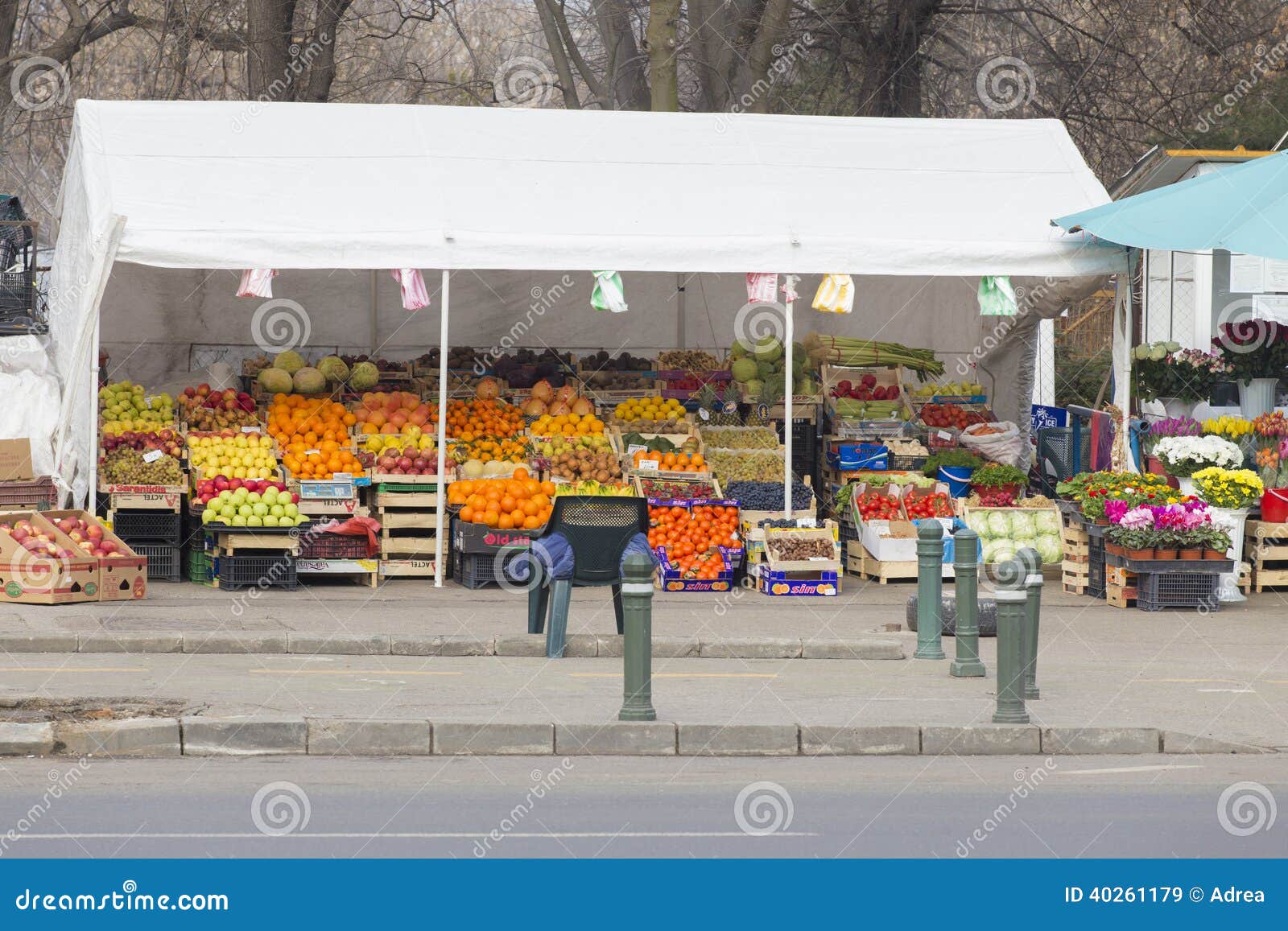 Stall With Fruits And Vegetables From A Weekly Ambulant Market ...