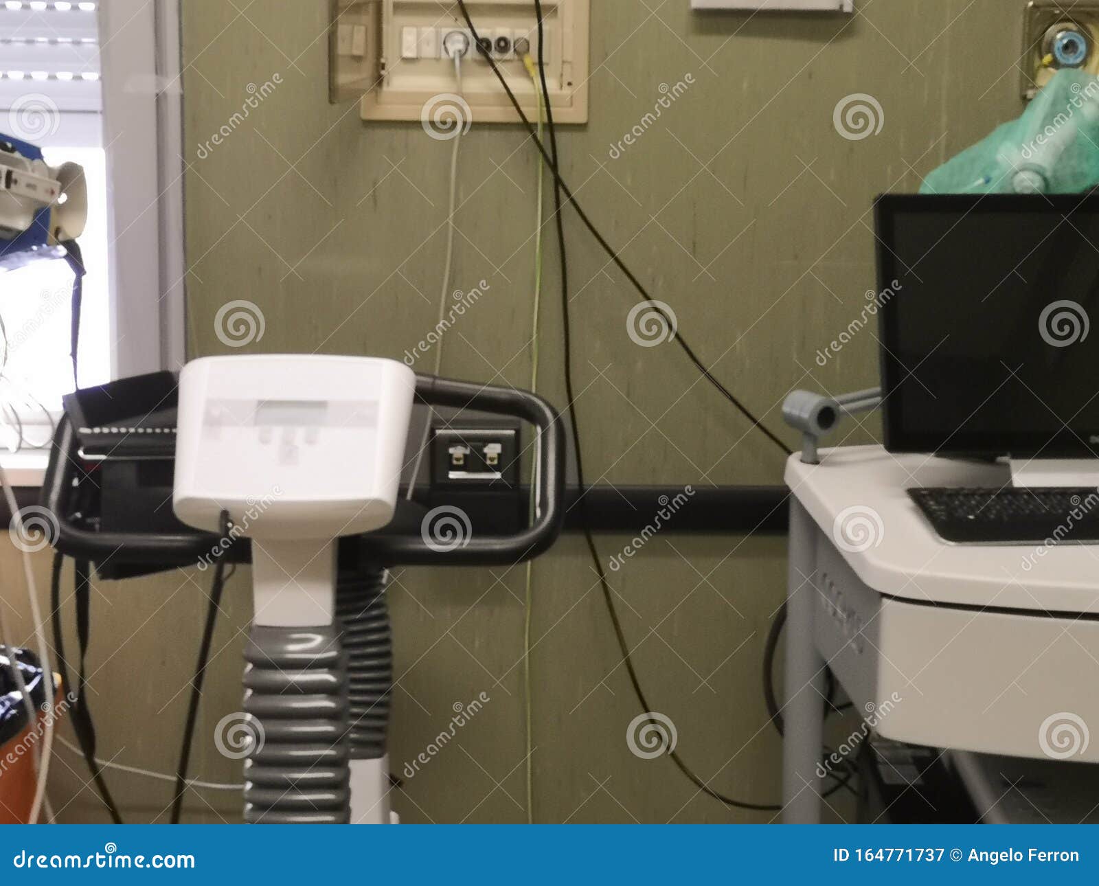 Ambulatory Hospital with Cot and Examination Machine Stock Image ...