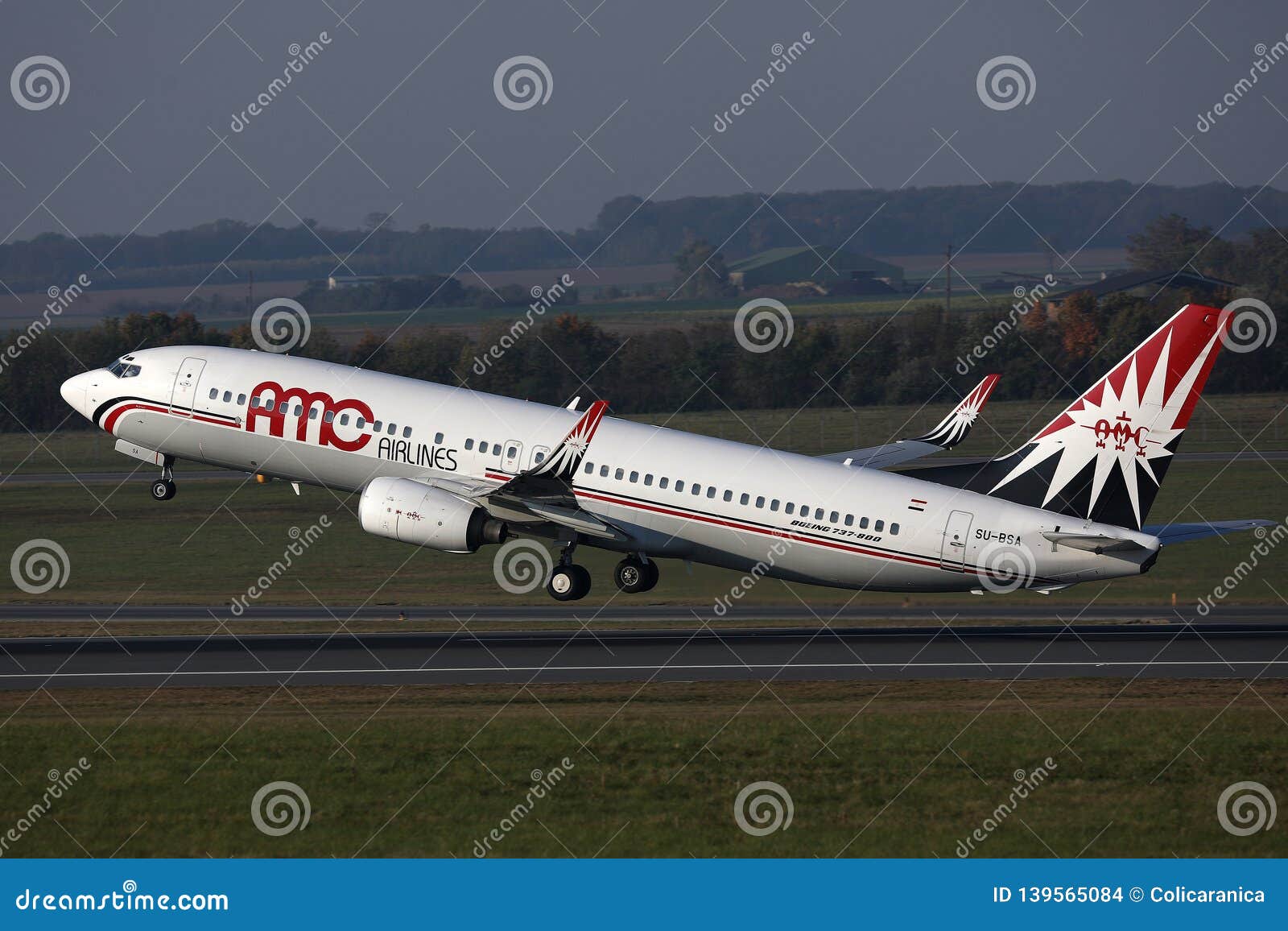 AMC Airlines Plane Taking Off from Runway Editorial Stock Image - Image ...