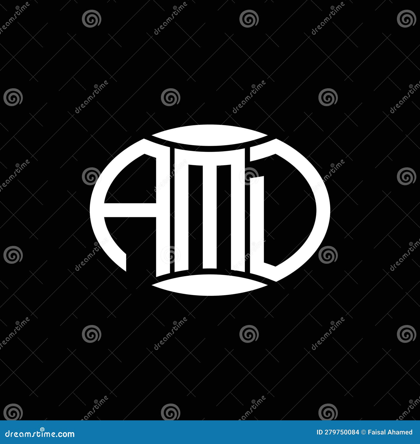 AMD Abstract Monogram Circle Logo Design on Black Background. AMD ...