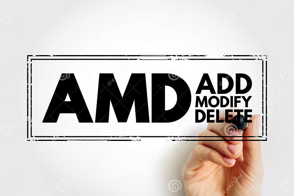 AMD - Add, Modify, Delete Acronym Text Stamp, Business Concept ...