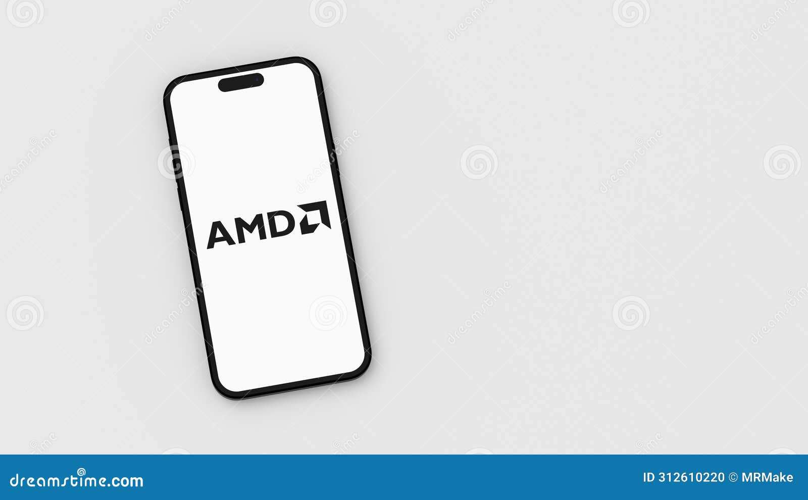Amd Logo on Mobile Phone Screen on Gray Background with Copy Space ...