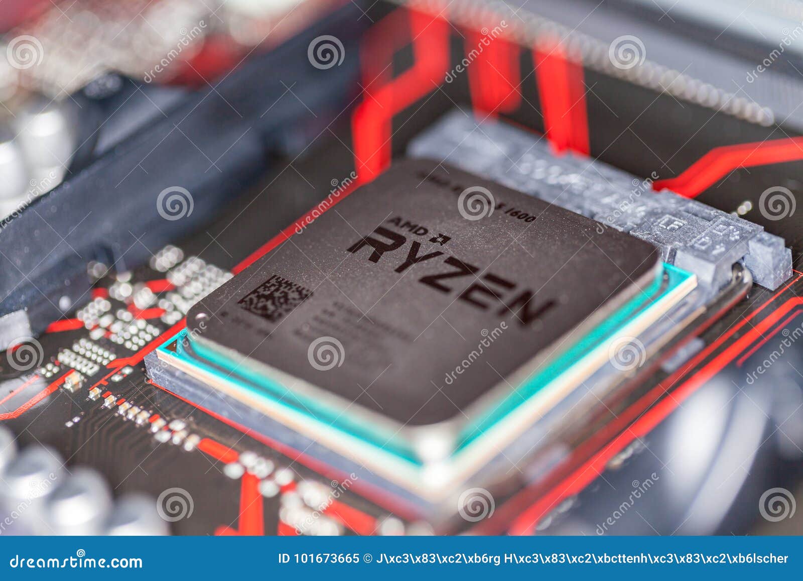 AMD RYZEN Processor On The PC Motherboard Close-up Editorial Photo ...