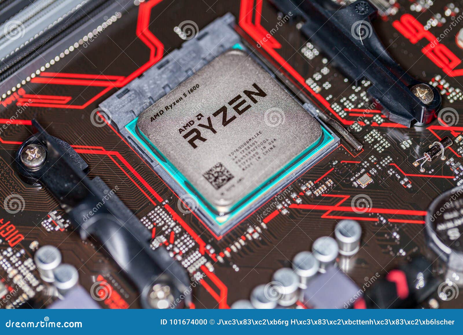 AMD Ryzen Processor Chip on an Asus Prime 350 Plus Mainboard. Editorial ...