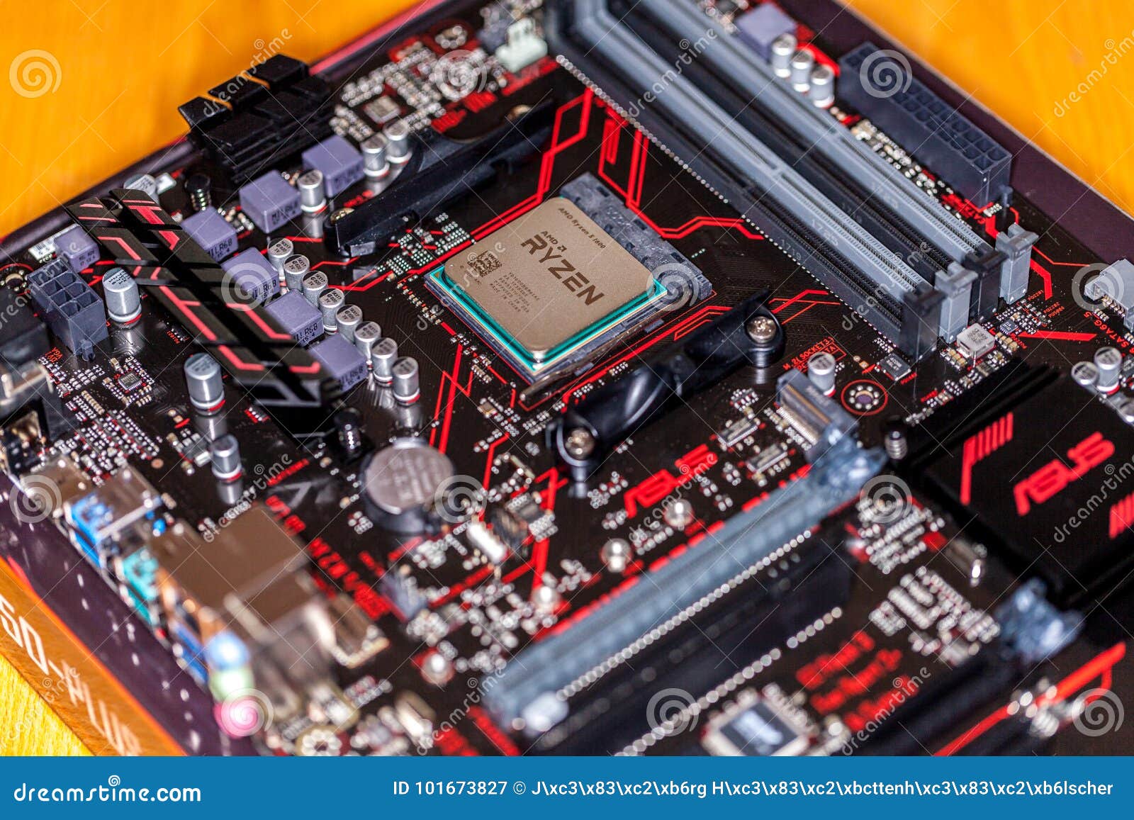 AMD Ryzen Processor Chip on an Asus Prime 350 Plus Mainboard. Editorial ...