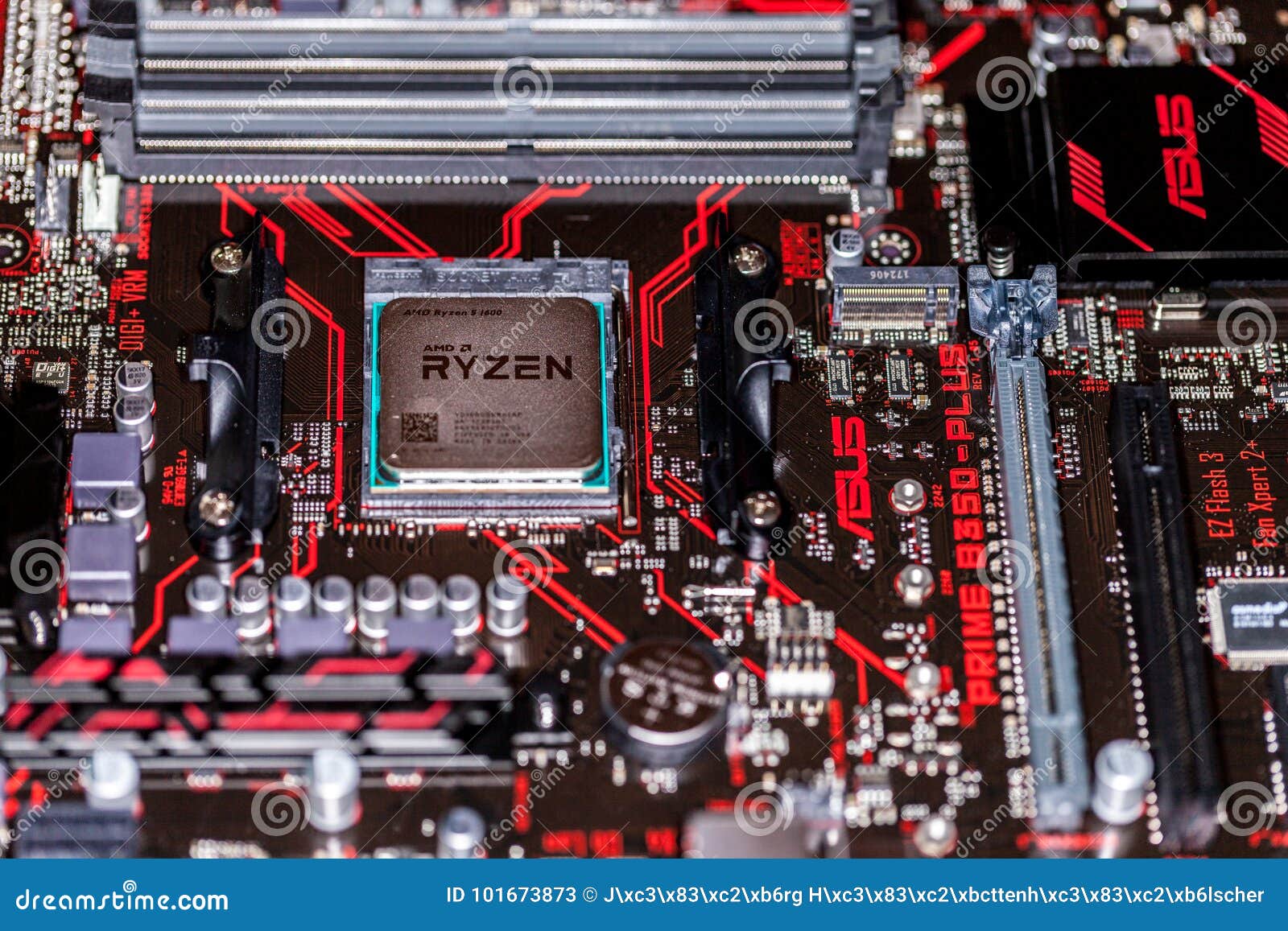 AMD RYZEN Processor On The PC Motherboard Close-up Editorial Photo ...