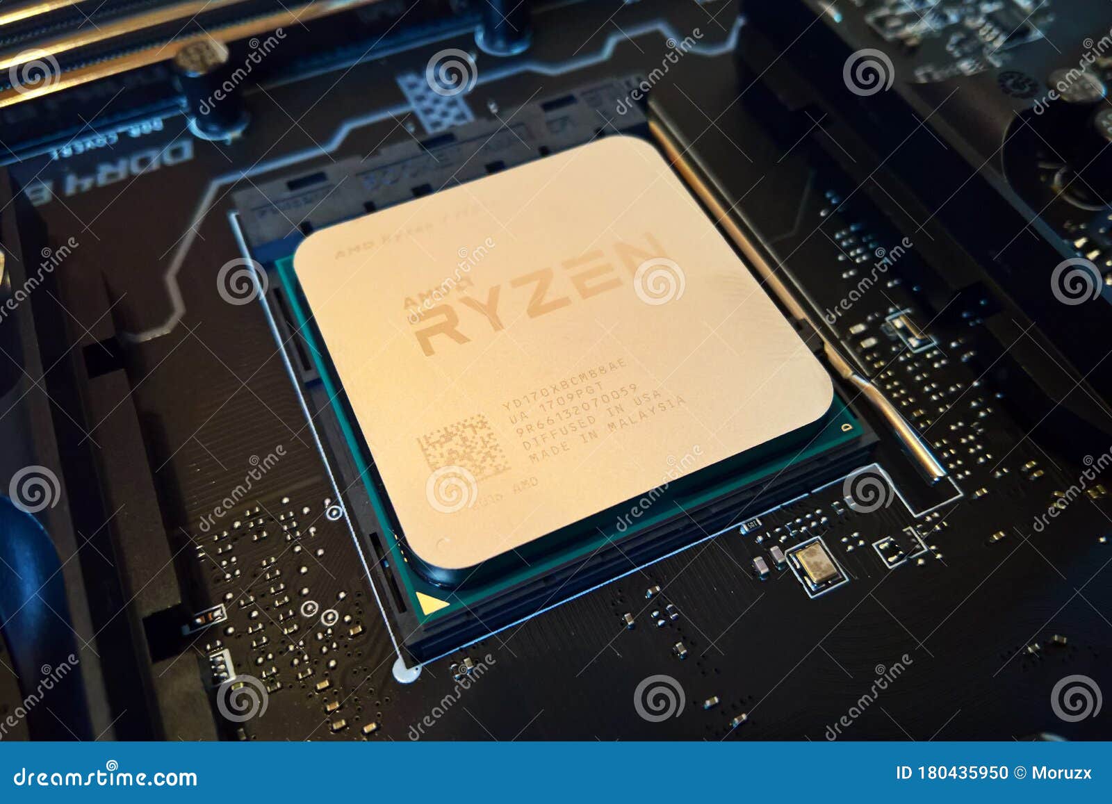 AMD Ryzen Processor Installed on Motherboard Editorial Image - Image of ...