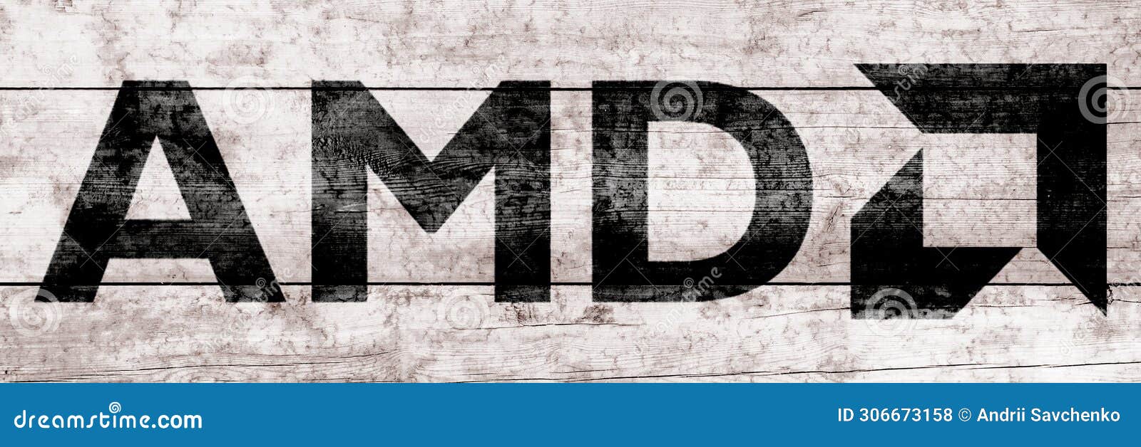 AMD Sign. Close-up AMD Logo on Wooden Surface Editorial Stock Photo ...