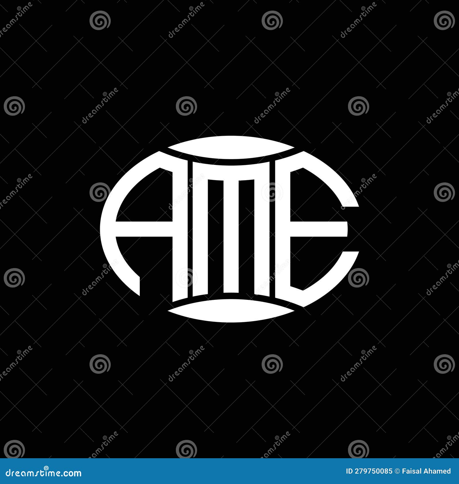 AME Abstract Monogram Circle Logo Design on Black Background. AME ...