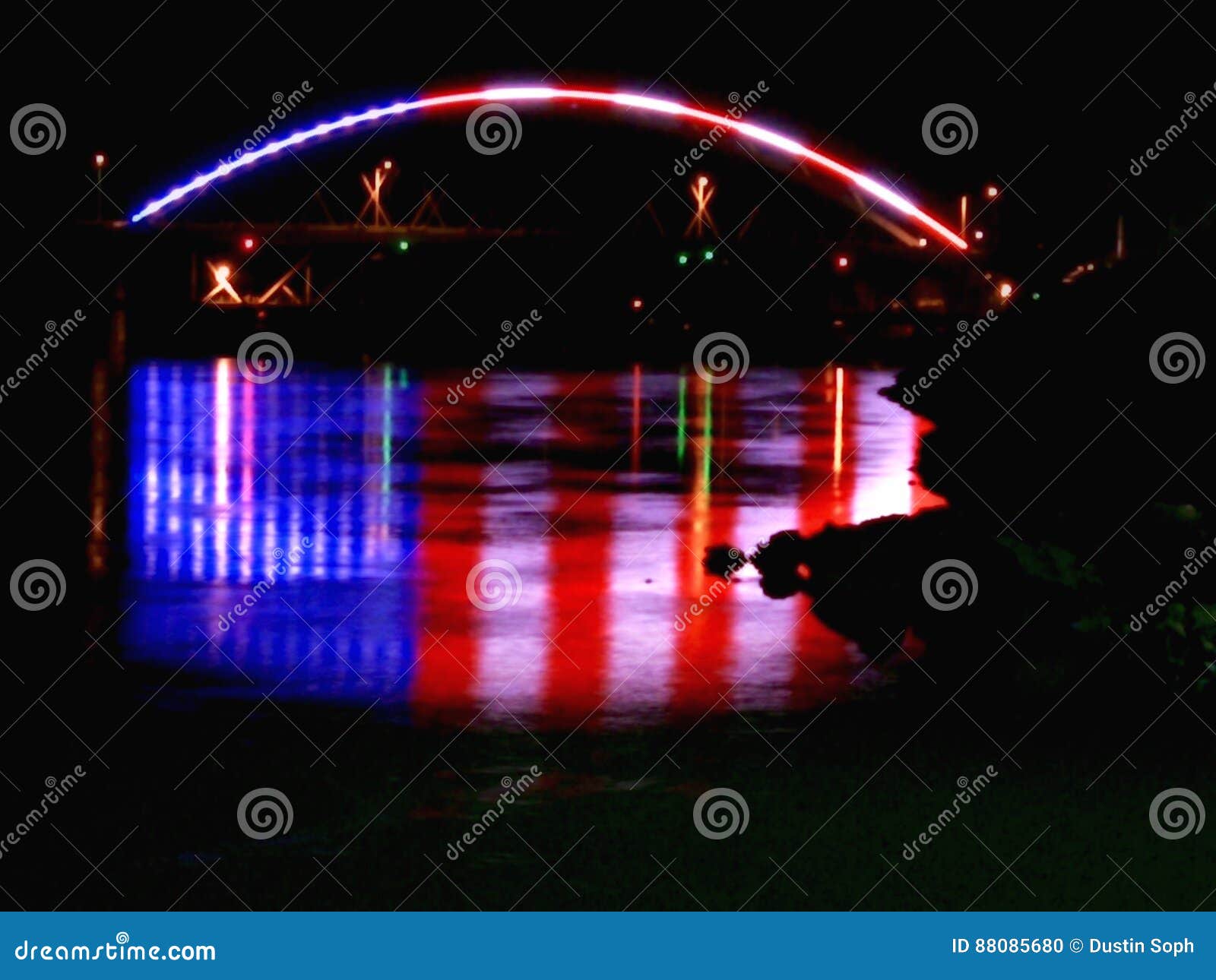 Amelia Earhart Bridge Lights Editorial Image - Image of memorial ...