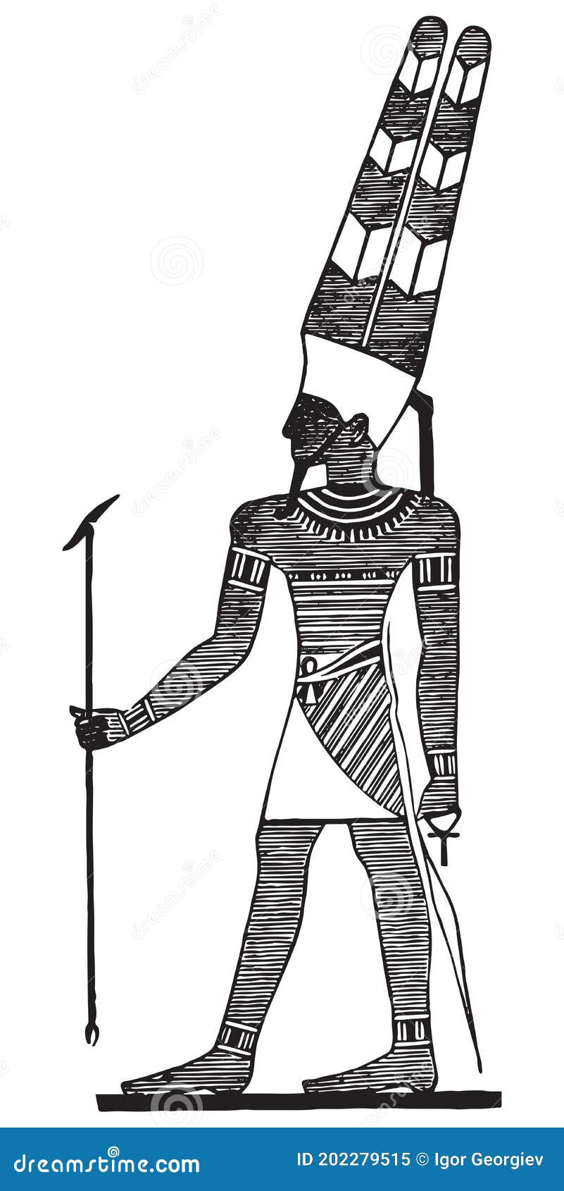 Amen-Ra King of the Gods. Set of Egiptian Labels and Elements. Vector ...