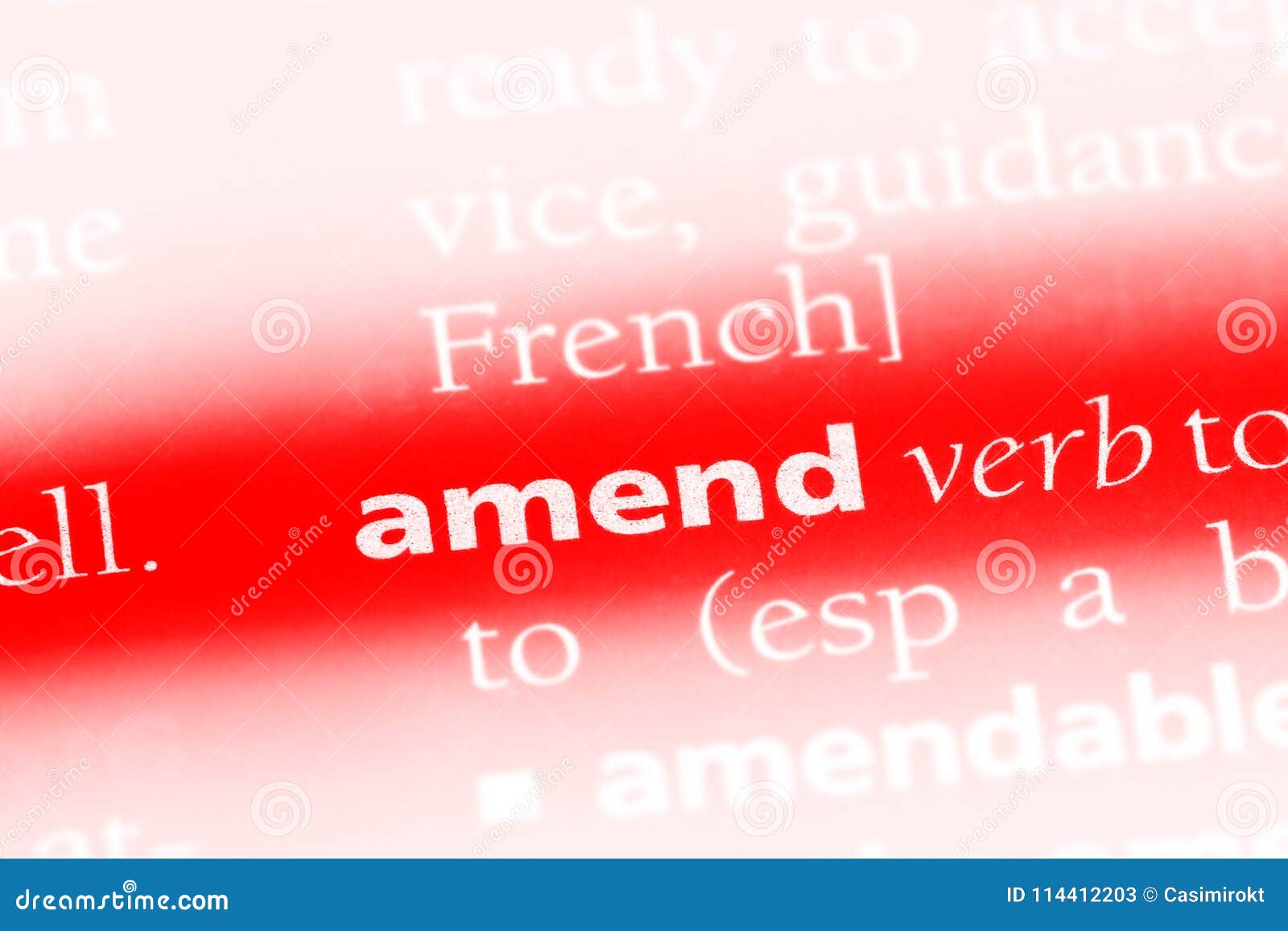 Amend stock image. Image of definition, book, closeup - 114412203