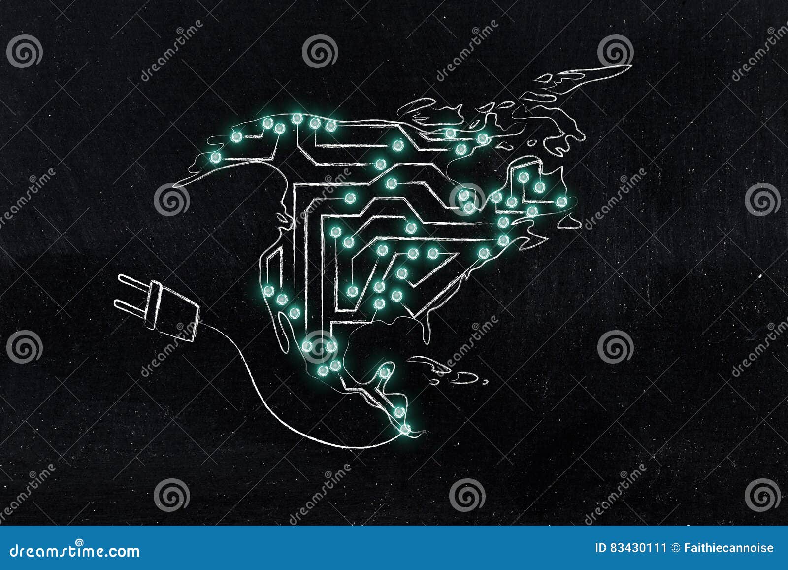 America & Canada Map Made of Electronic Microchip Circuits Stock Image ...