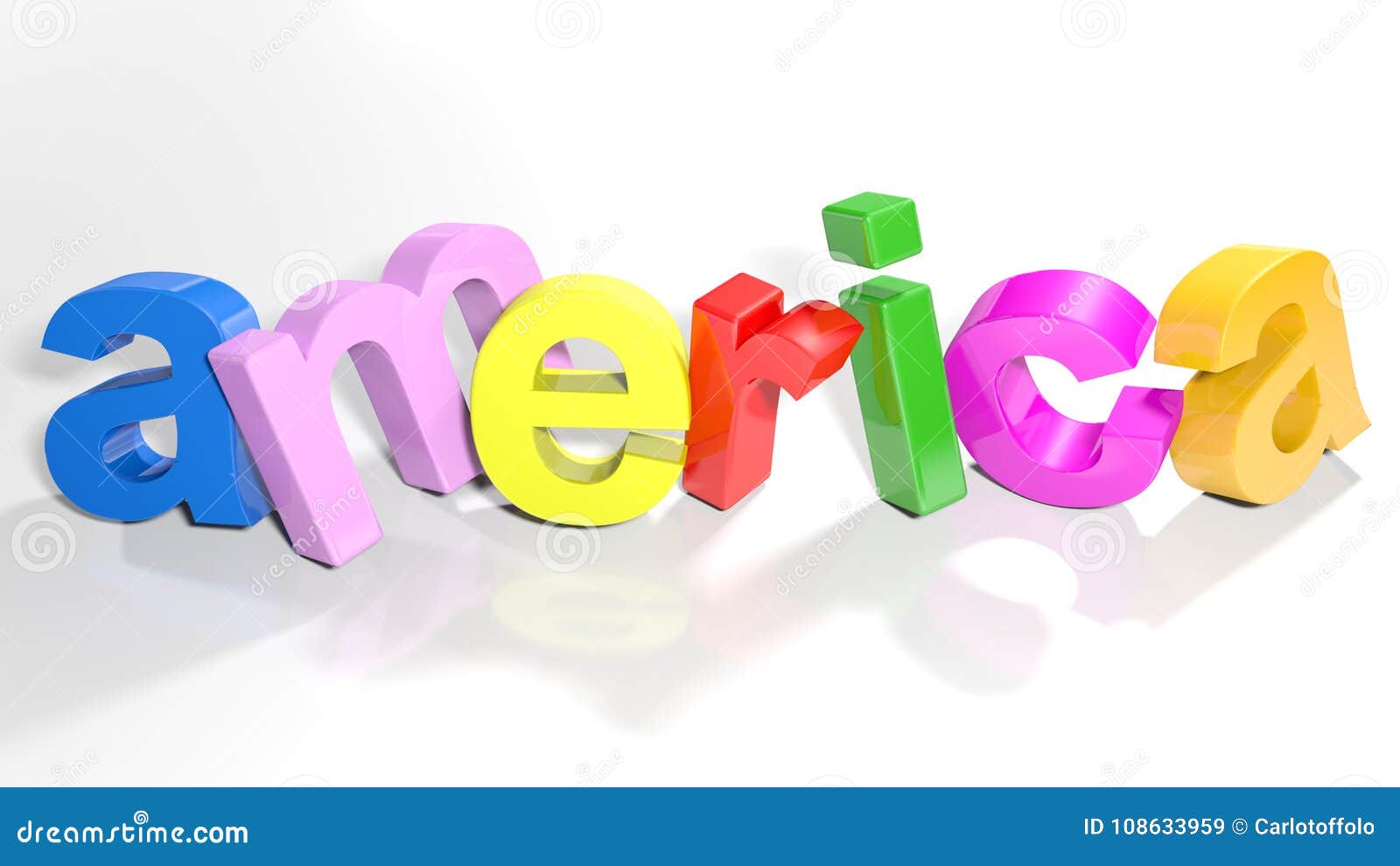 America Colorful 3d Write 3d Rendering Stock Illustration