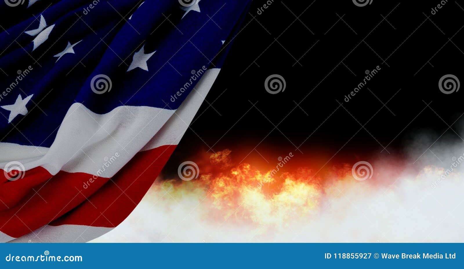 America Flag and Burning Fire Stock Illustration - Illustration of ...