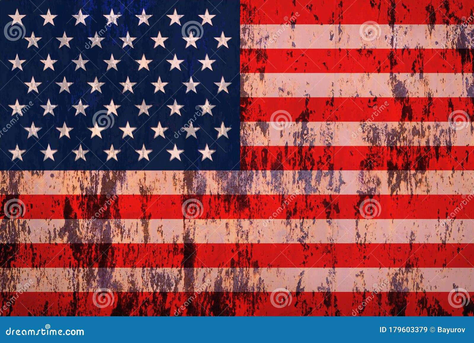 America Flag Painted on Old Rusty Metal Surface Stock Image - Image of ...