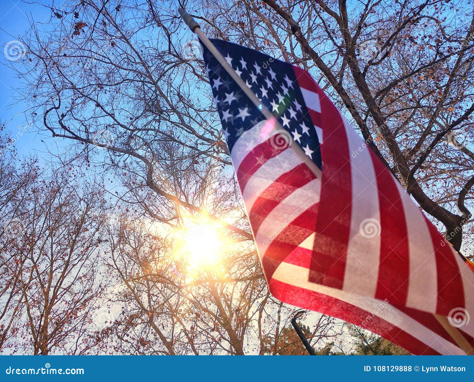 America flag and sun stock photo. Image of flag, stripes - 108129888