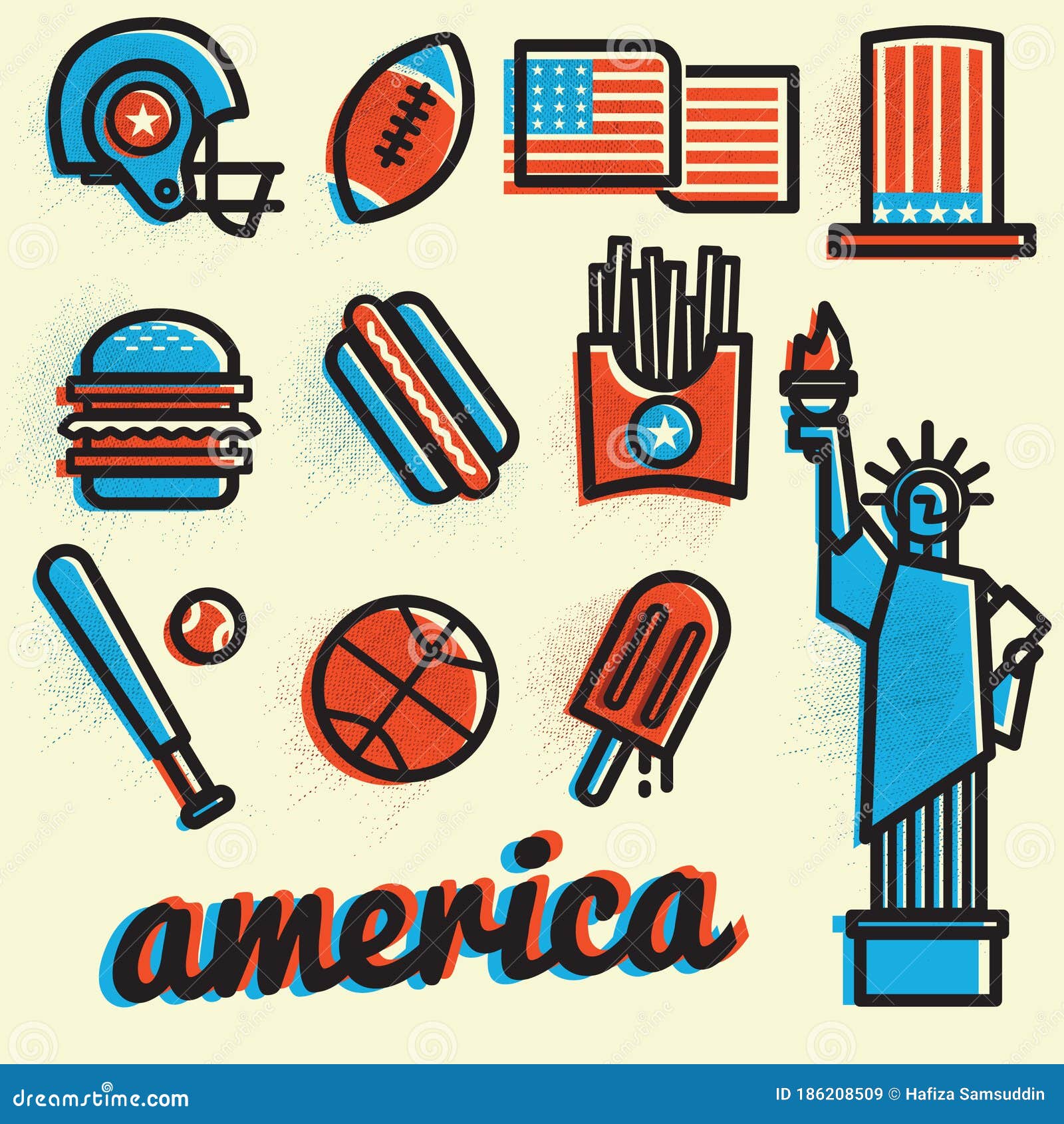 America Icon Set. Vector Illustration Decorative Design Stock Vector ...