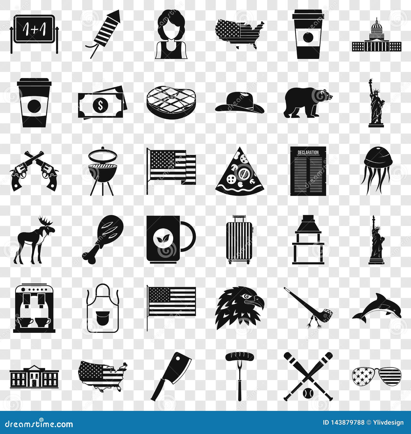 America Icons Set, Simple Style Stock Vector - Illustration of bird ...
