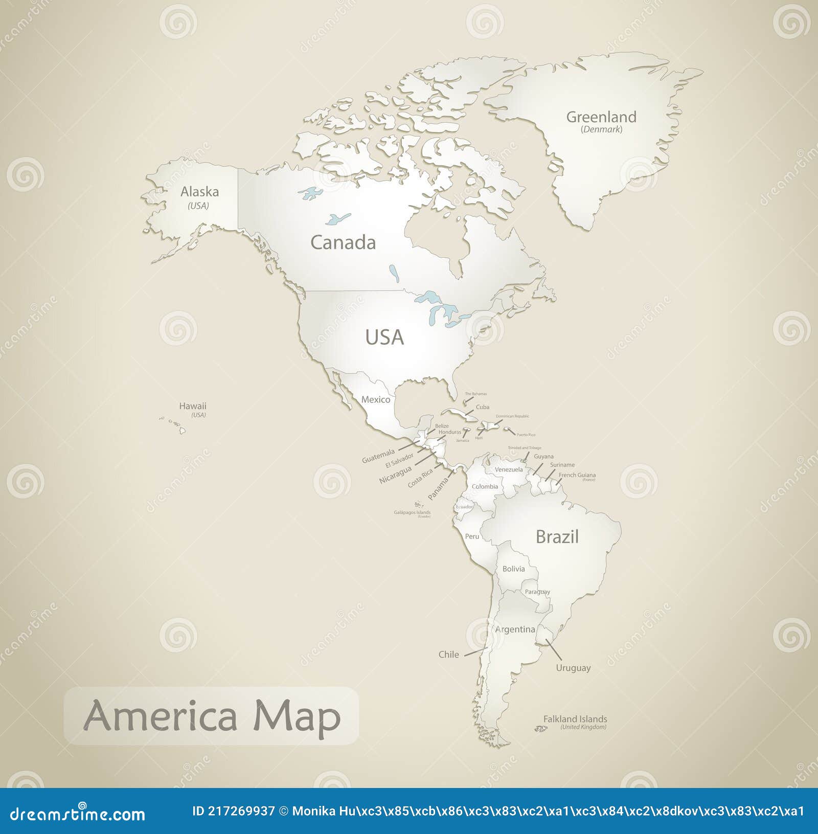 America Map, Administrative Division with Names, Old Paper Background ...