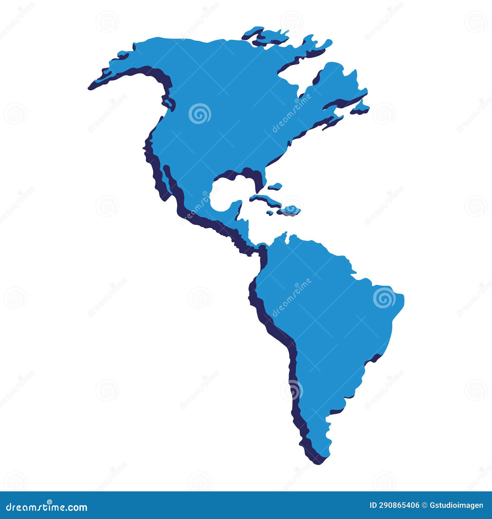 America map blue color stock illustration. Illustration of isolated ...