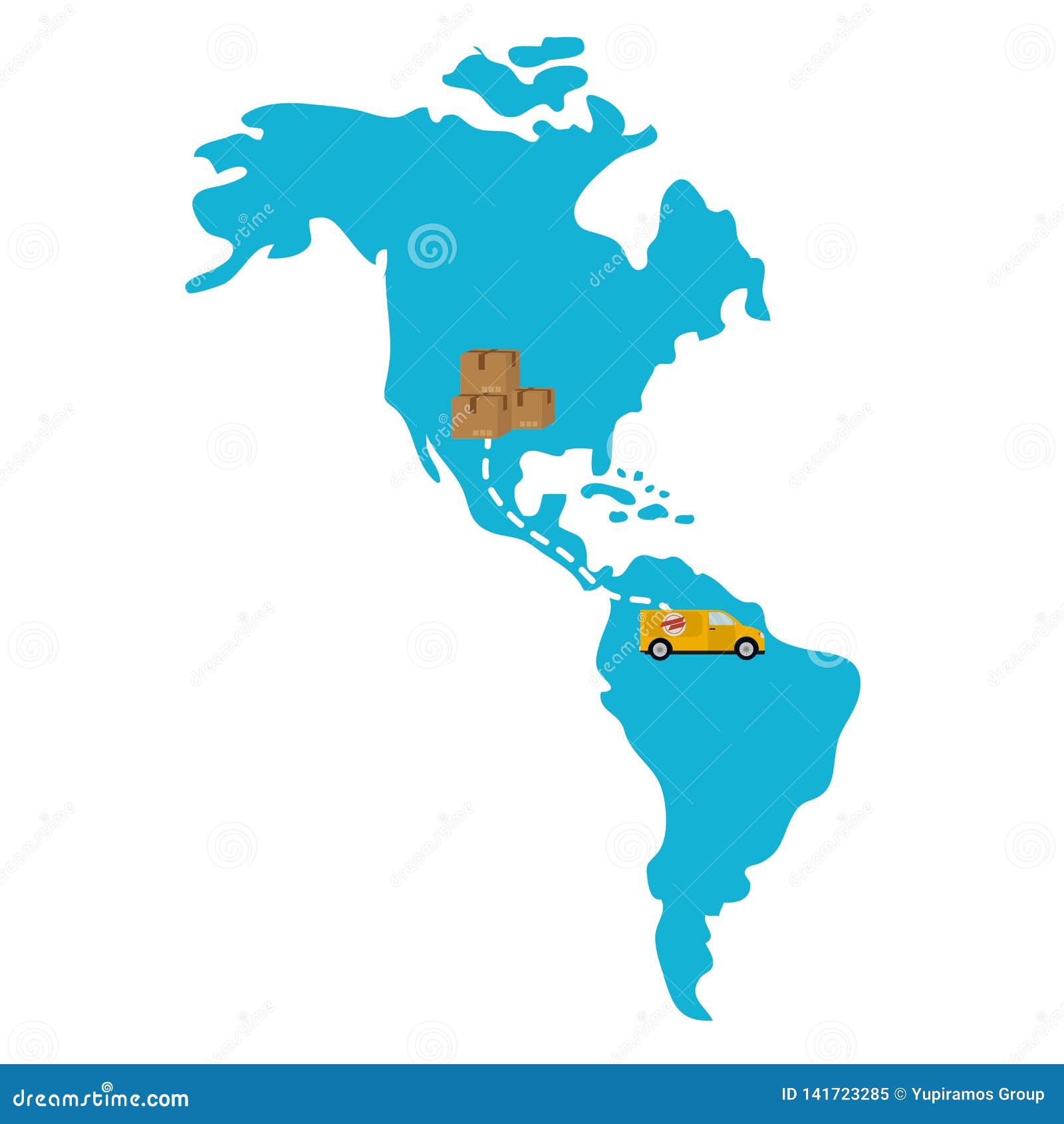 America Map with Delivery Elements Stock Vector - Illustration of ...