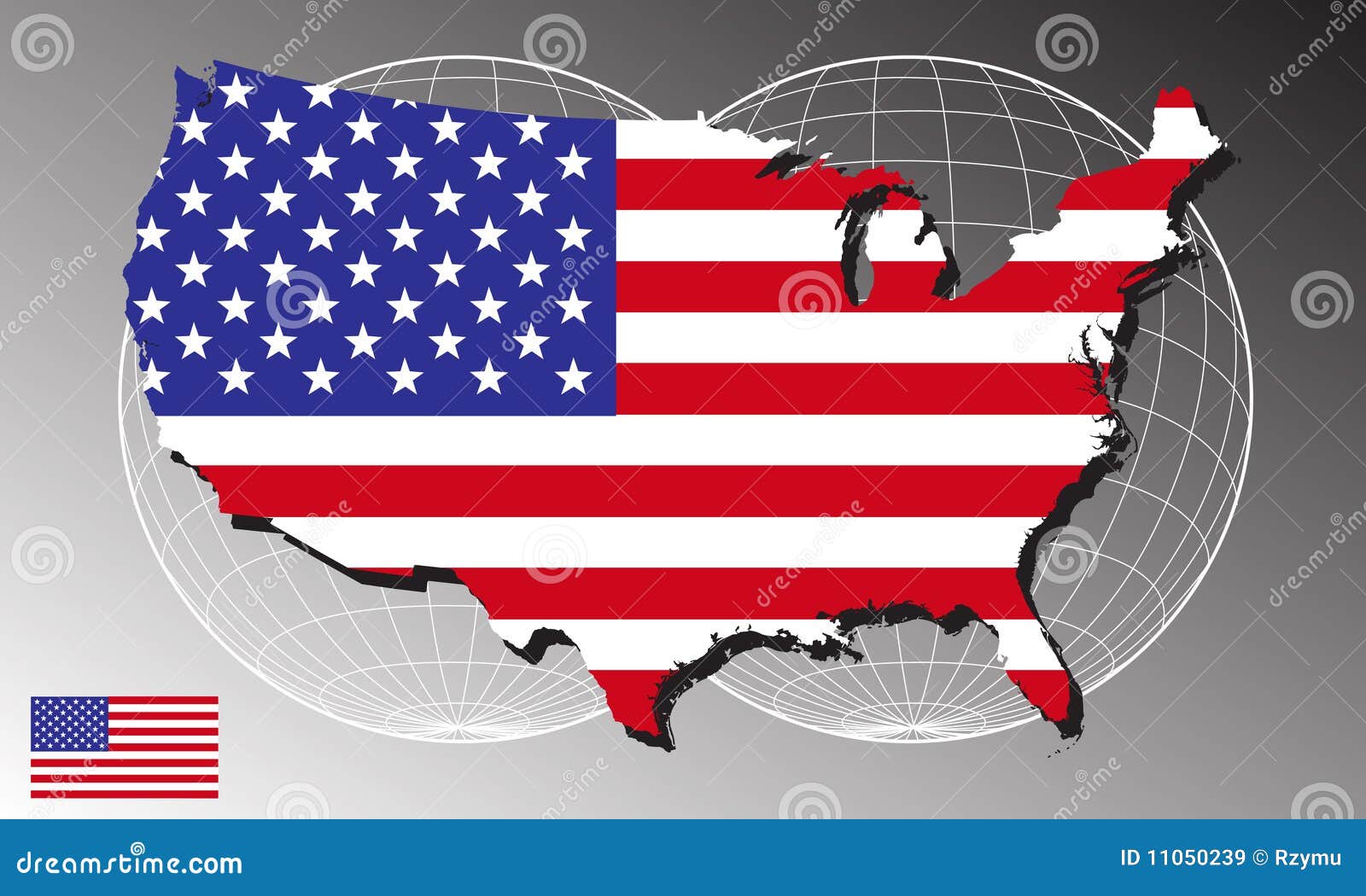 America map and flag stock vector. Illustration of editable - 11050239