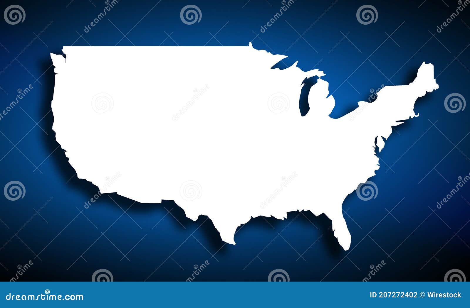 America Map Isolated on a Blue Background Stock Illustration ...