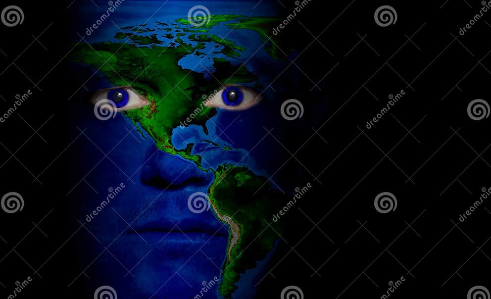 America Map - Male Face stock image. Image of green, close - 2937219