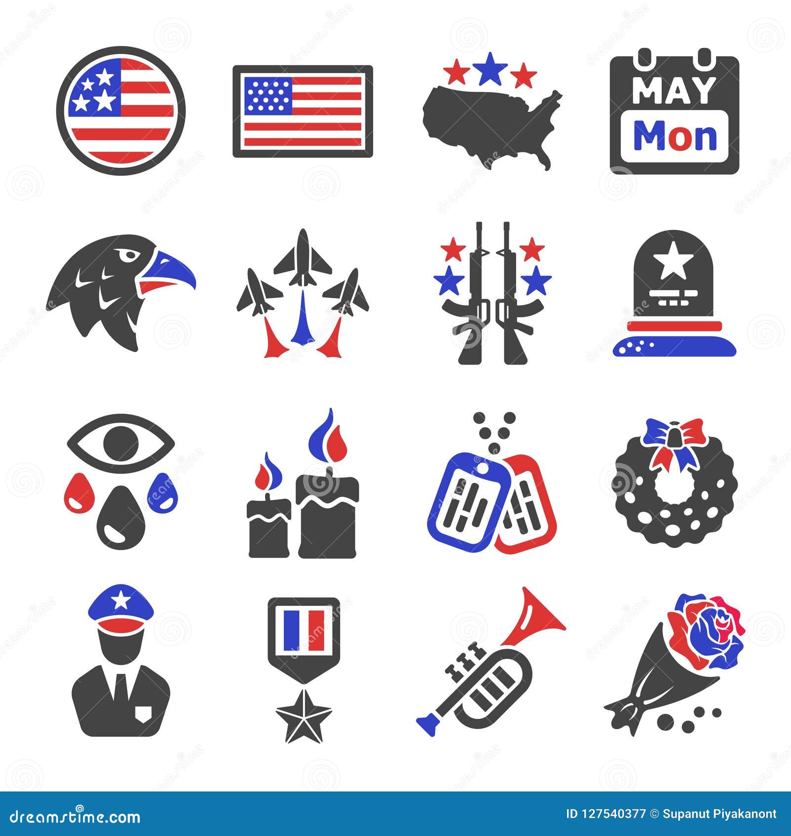 America Memory Day Icon Set Stock Vector - Illustration of customer ...