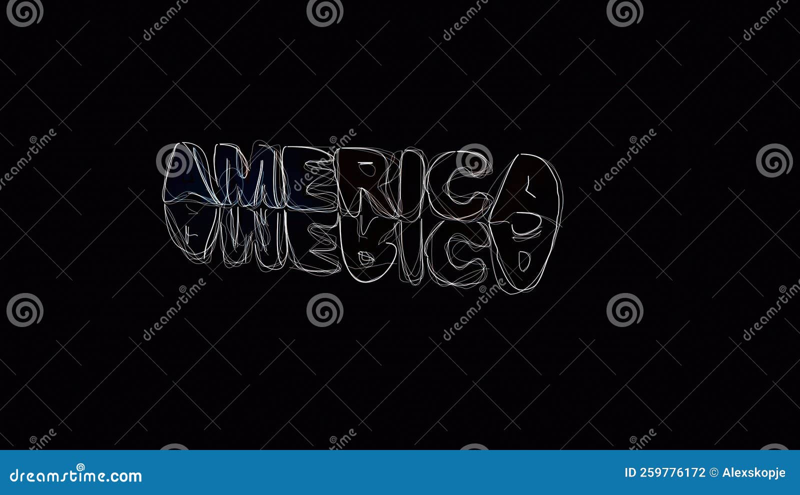 America Text Hand Draw Digital Art Stock Illustration - Illustration of ...