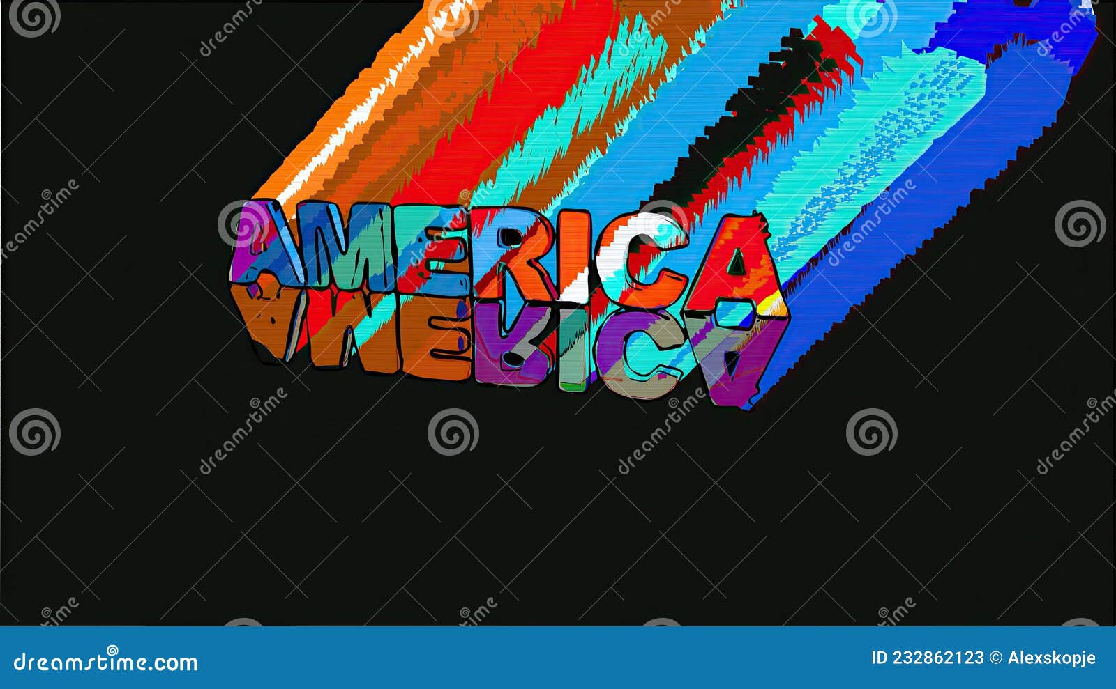 America Text Hand Draw Digital Art Illustration Stock Afbeelding ...
