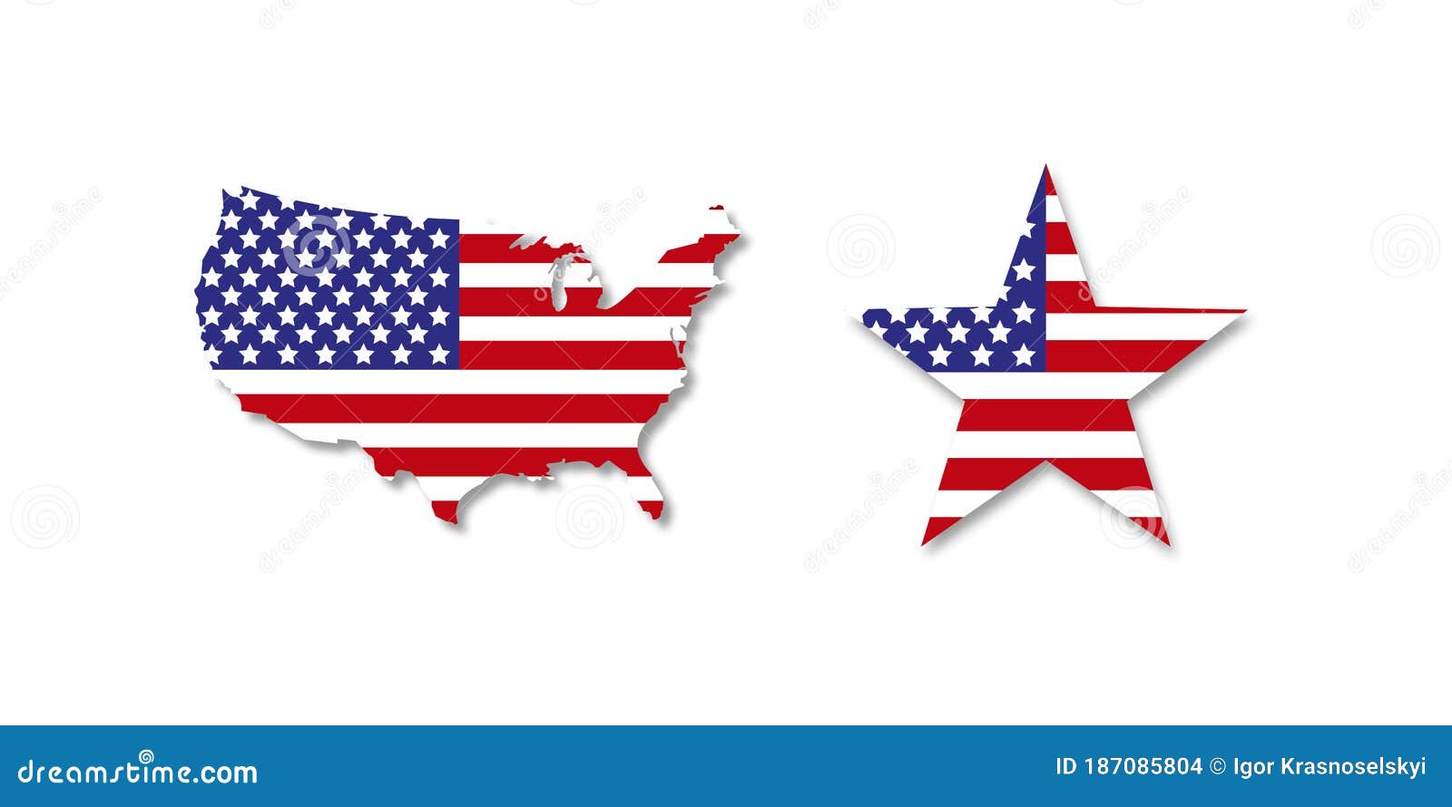 America. USA Map with Flag America. USA. Star with Flag America. USA ...