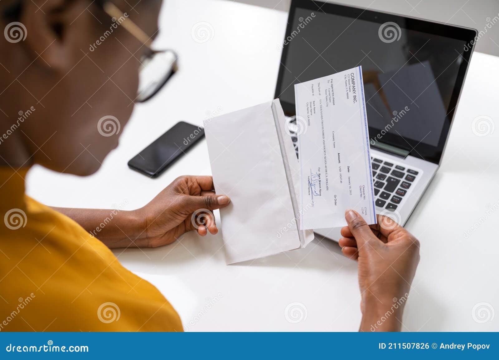 American African Holding Paycheck Stock Photo - Image of hand ...