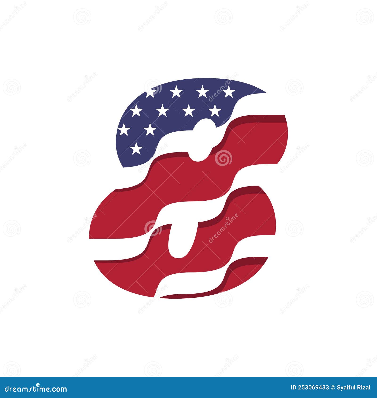 American Number Flag Logo Eight Stock Illustration - Illustration of ...