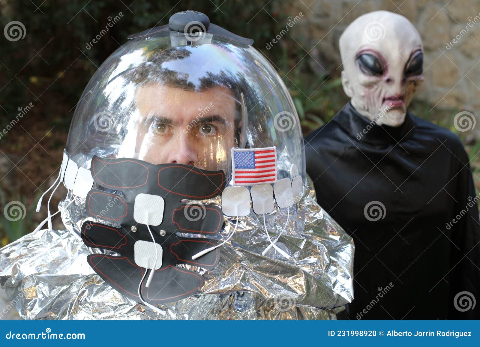 American Astronaut with an Alien Stock Photo - Image of fantasy, outer ...