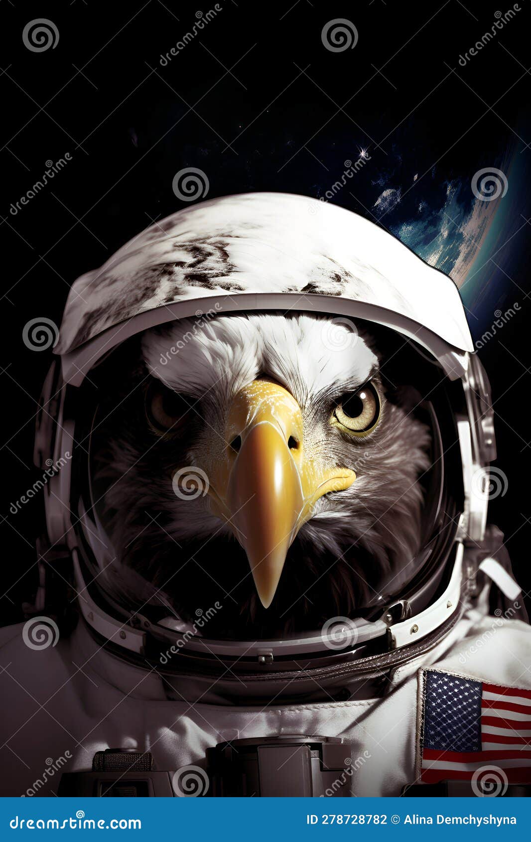 American Astronaut Eagle in a Spacesuit, Generative AI 5 Stock Illustration - Illustration of ...