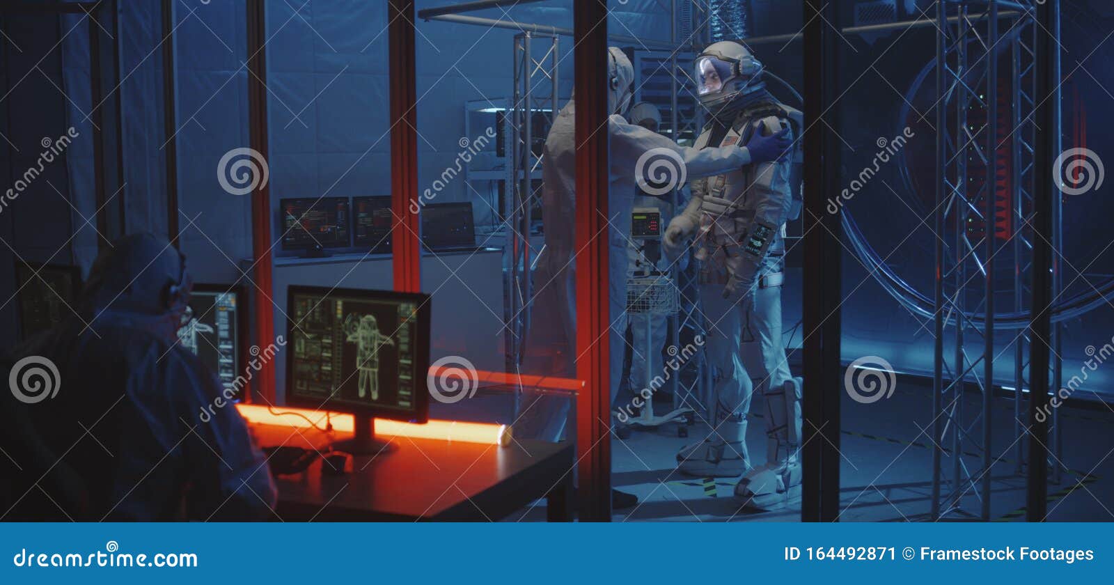 American Astronaut Testing Spacesuit Mobility Stock Image - Image of ...