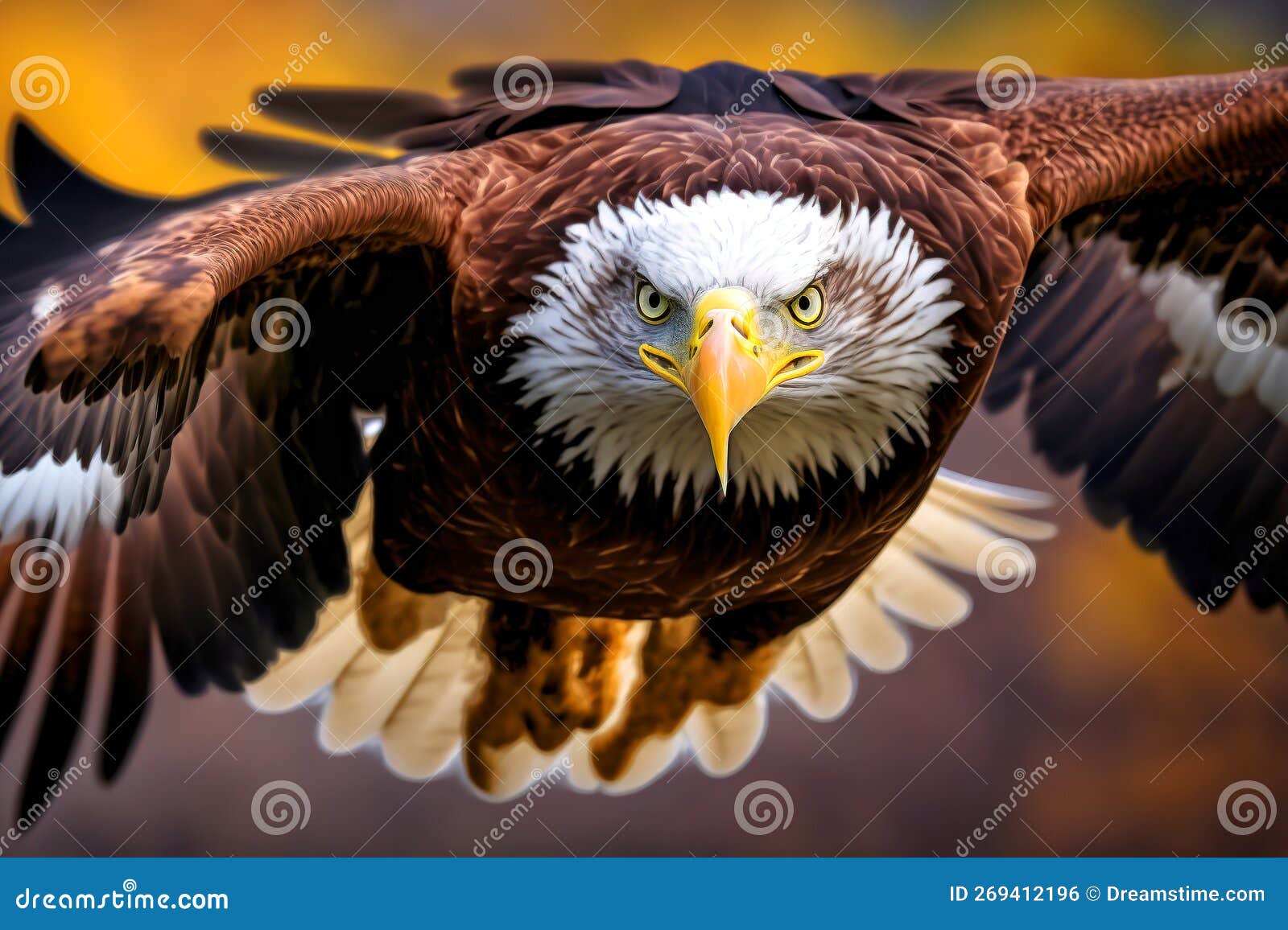 American Bald Eagle in Flight with Glaring Eyes - Ai Generative Stock ...