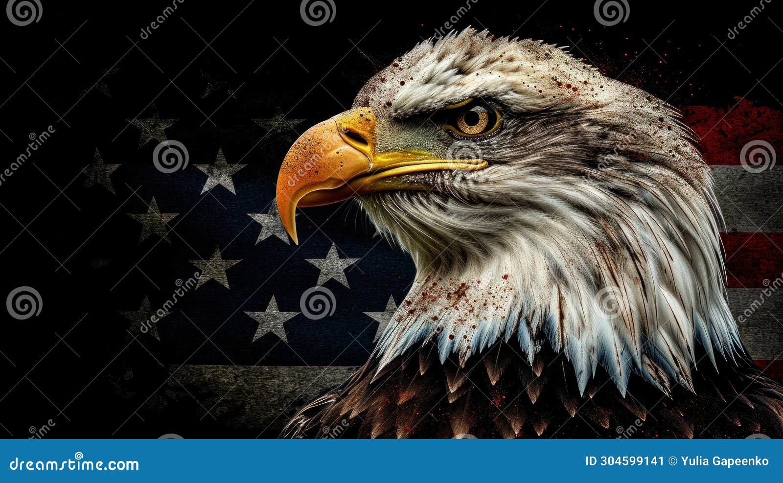 American Bald Eagle in the Us Flag Stock Image - Image of looking, hunter: 304599141