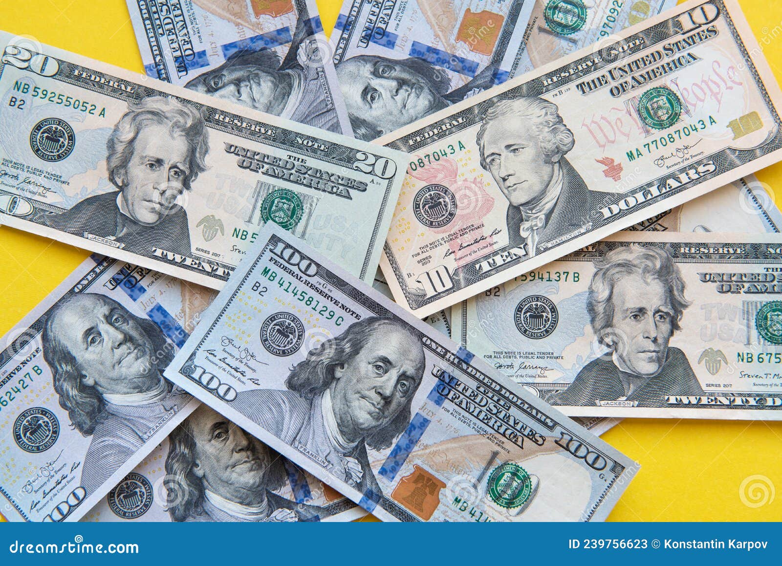 American Banknotes of Different Denominations. Background from Dollars ...