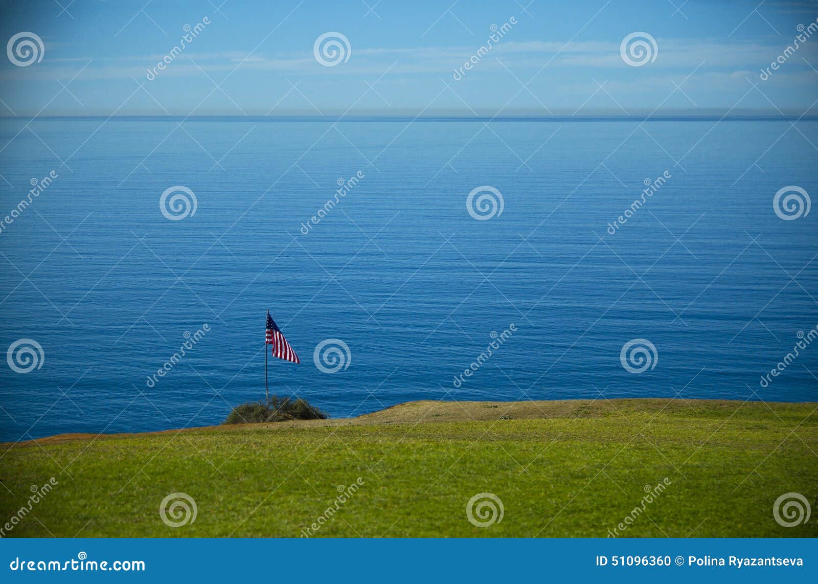 American Banner in Front of Pacific Ocean Stock Photo - Image of ...