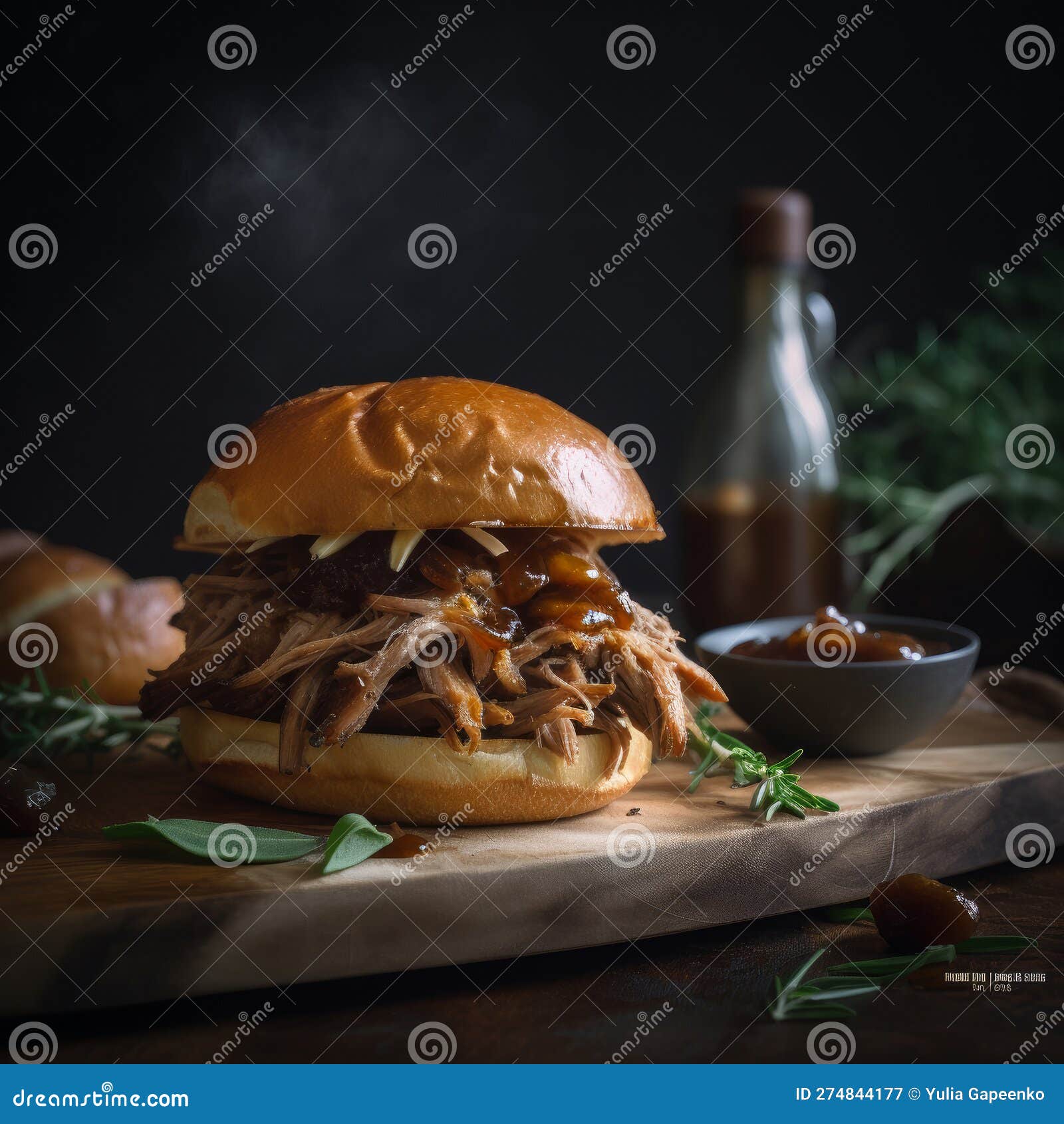 American Barbecued Pulled Pork Sandwich Illustration AI Generative ...