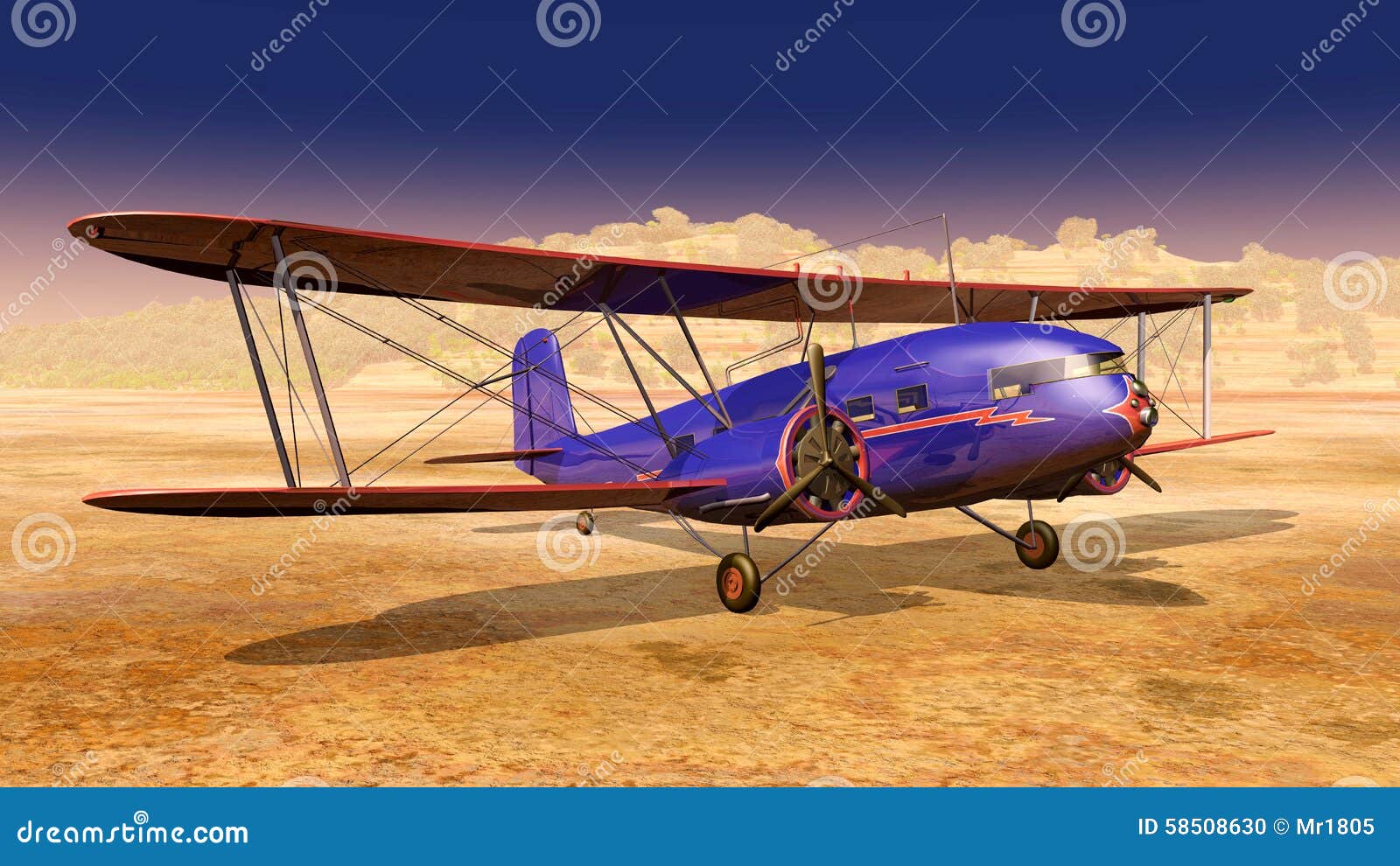 American Biplane from the 1930s Stock Illustration - Illustration of ...